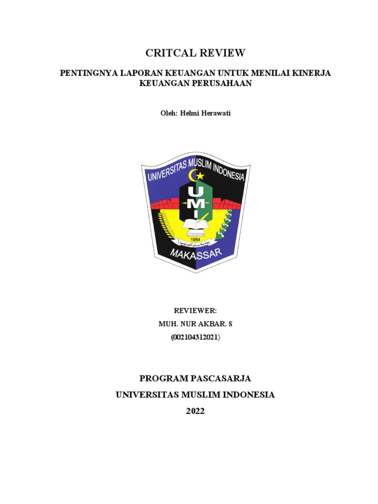 Critical Review - Muh. Nur Akbar. S | PDF | Karier & Perkembangan | Bisnis
