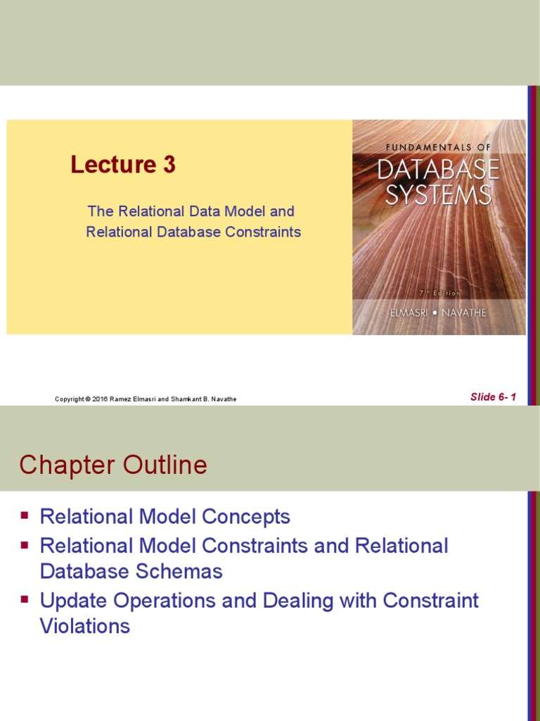 Lecture 3 - Relational Model & Relational Database Constraints | PDF