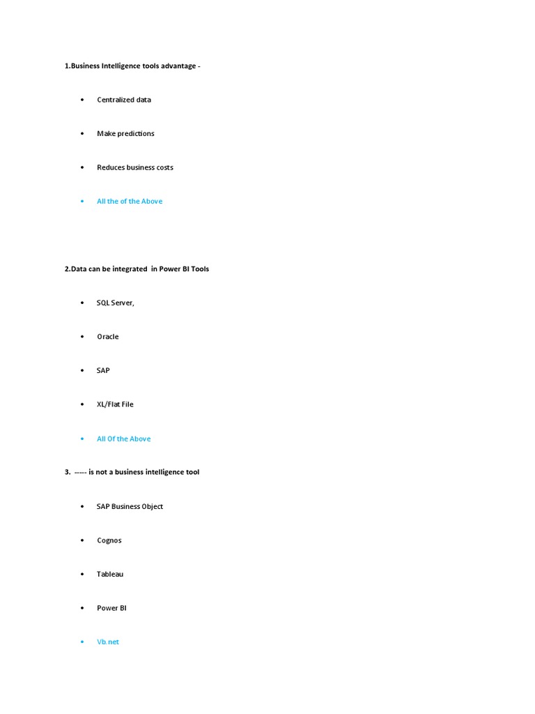 BI Exam | Download Free PDF | Cloud Computing | Computer Data