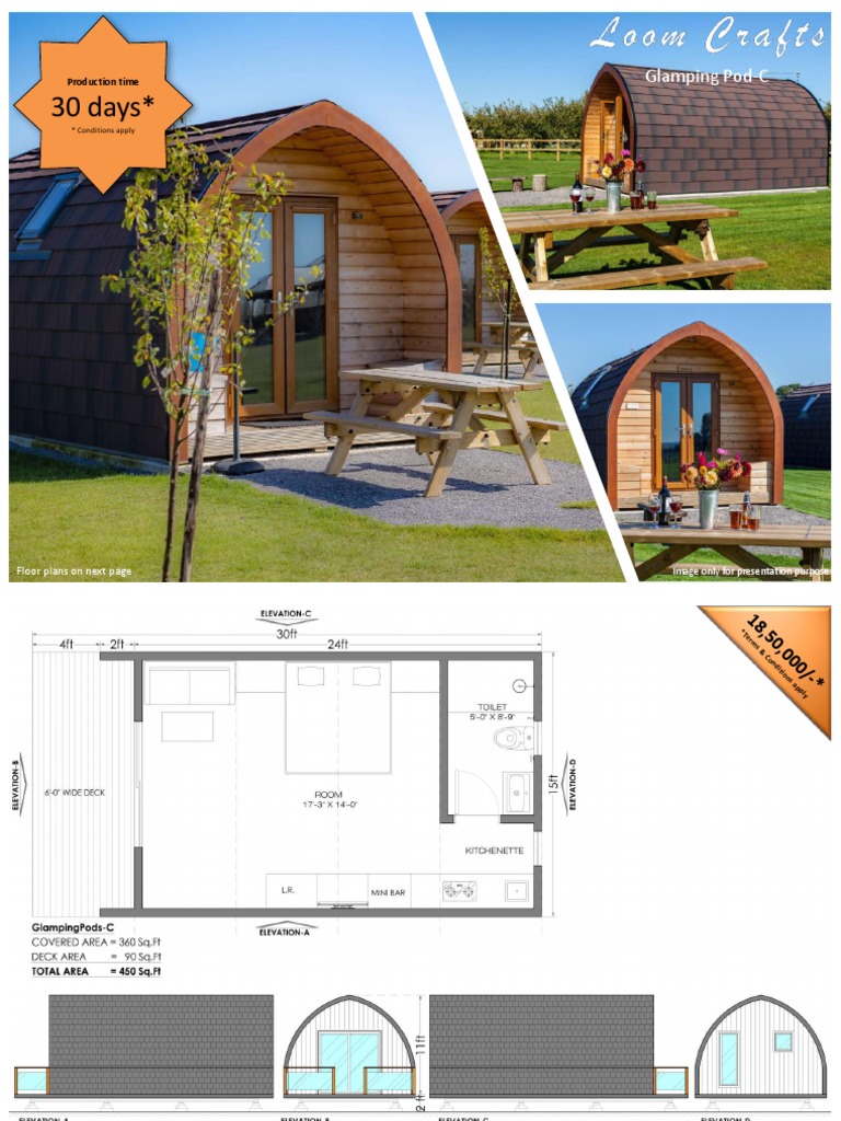 Glamping Pod C Studio (Layouts & Costings) | PDF | Bathroom | Roof