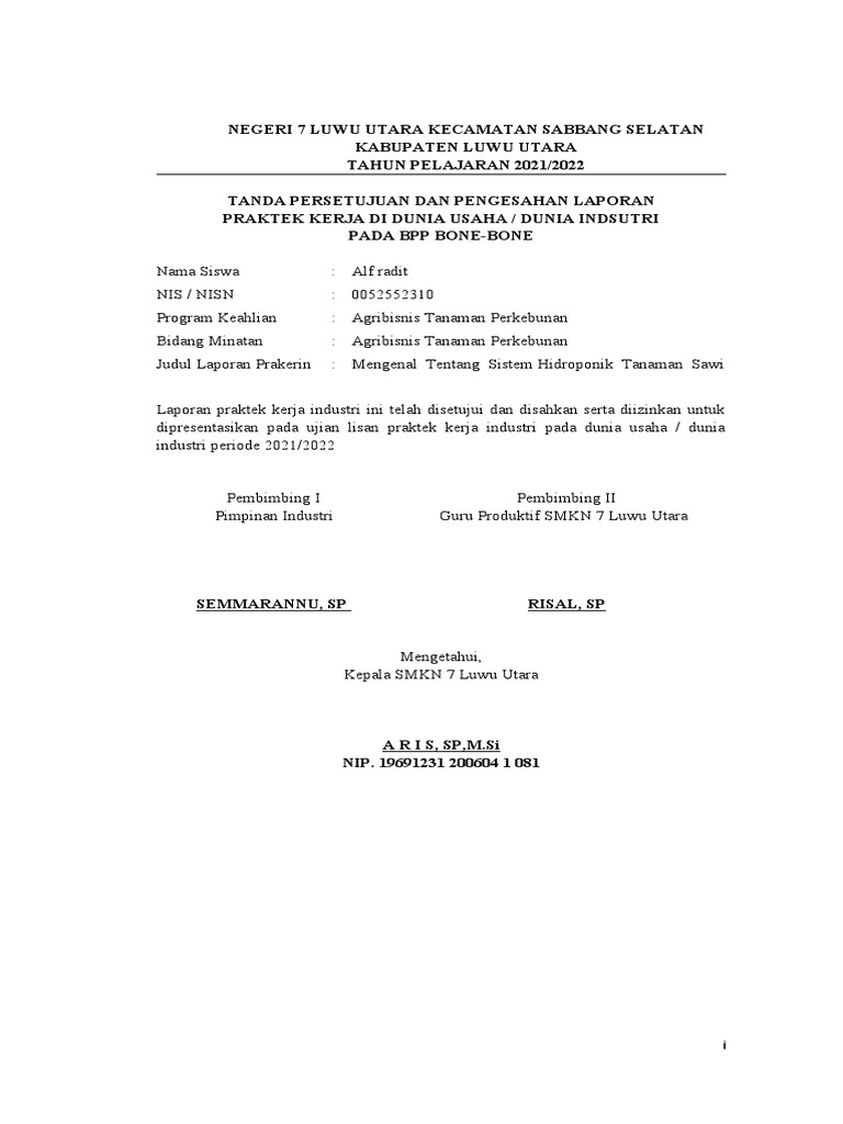 Sampul Laporan Akhir Kerja Praktek-1 | PDF