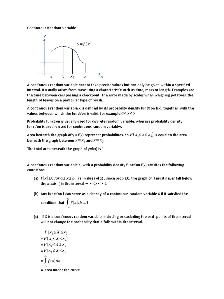 Continuous Random Variables Notes | PDF | Probability Distribution ... Continuous Random Variables Notes | PDF | Probability Distribution ...