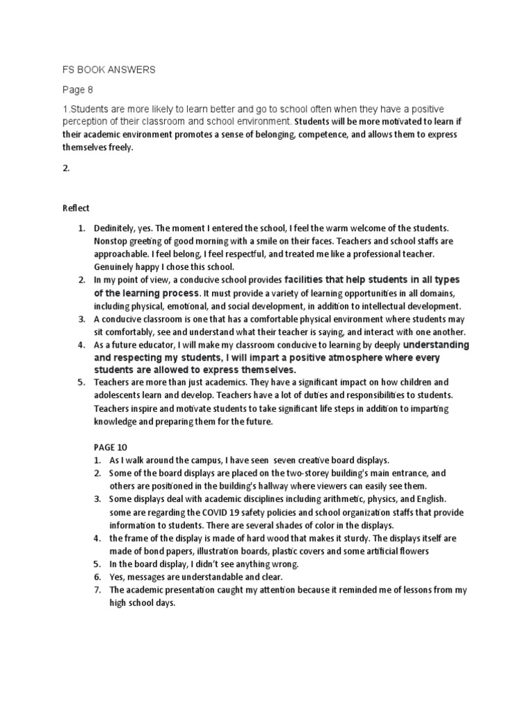 FS Book Answers | PDF | Curriculum | Teaching Method