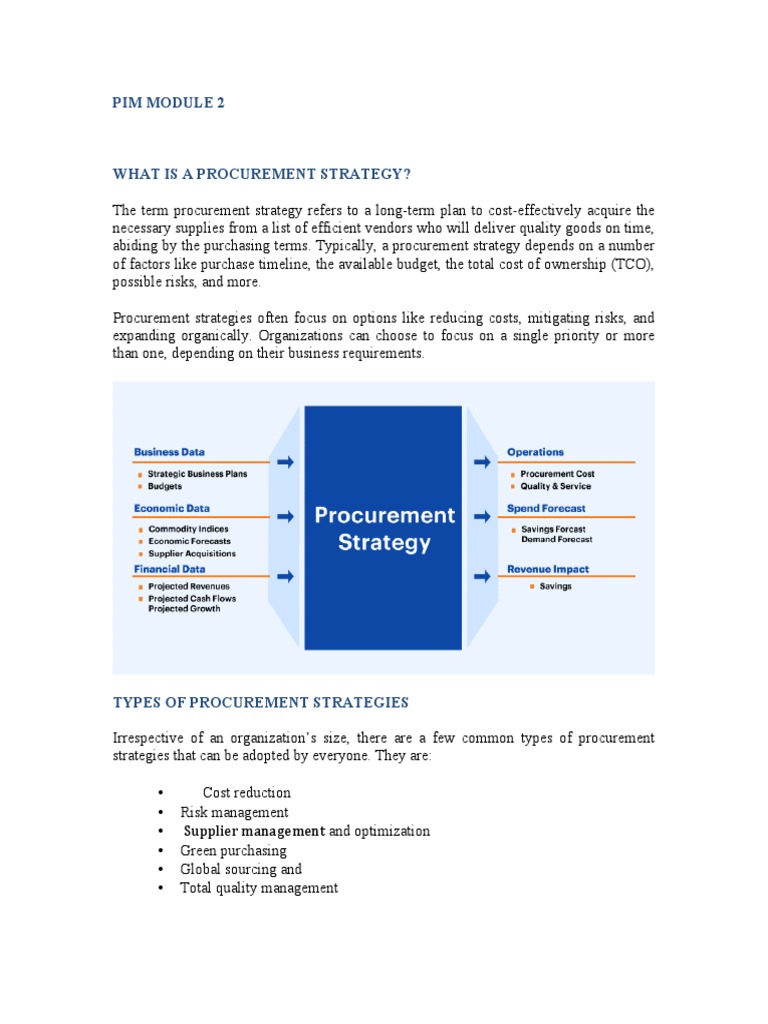 Module 2 Procurement Srategy Pdf Procurement Supply Chain