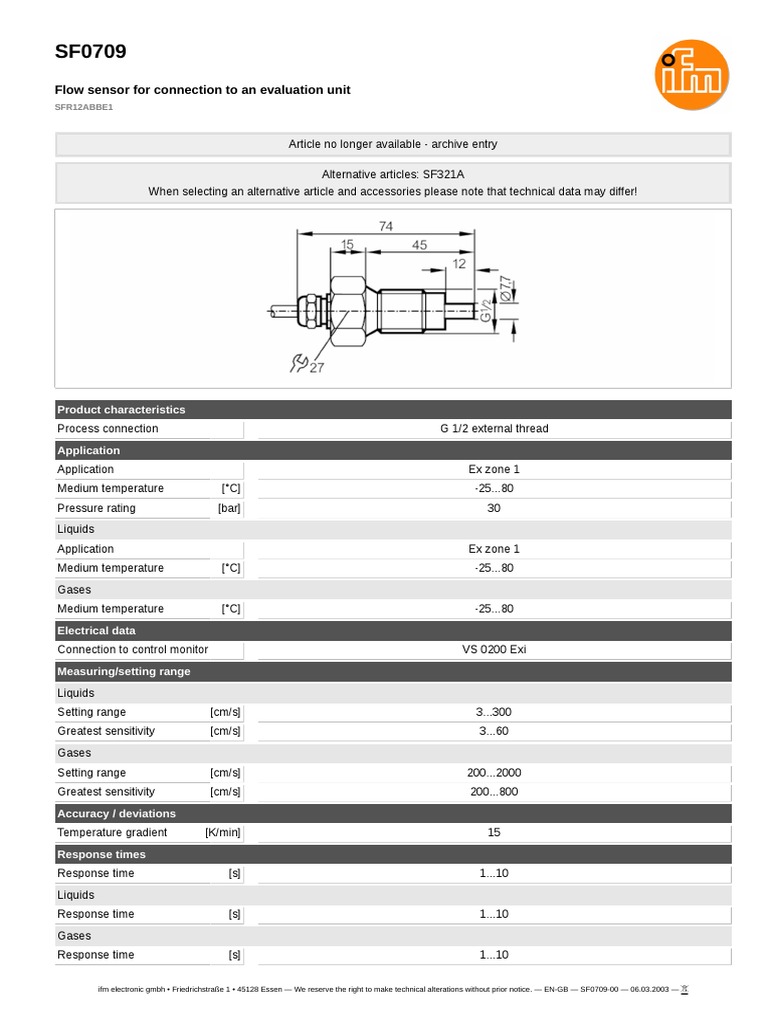 SF0709 00 - en GB | PDF | Flow Measurement | Sensor