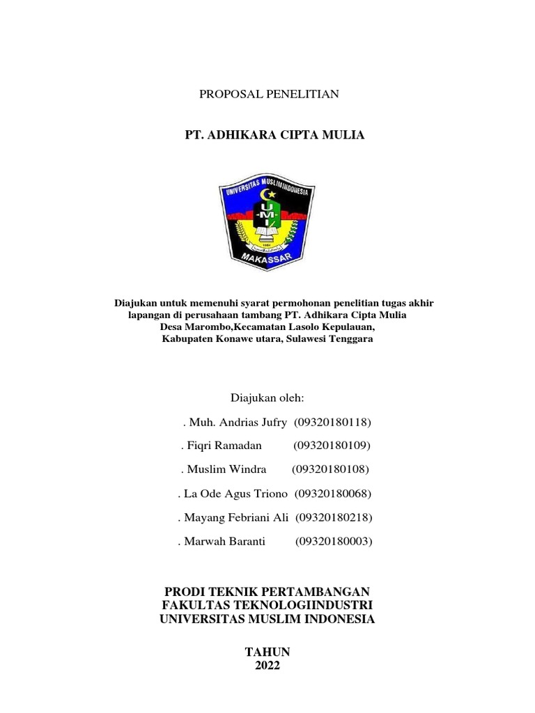 Proposal Penelitiann Tugas Akhir PT Adhikara Cipta Mulia | PDF