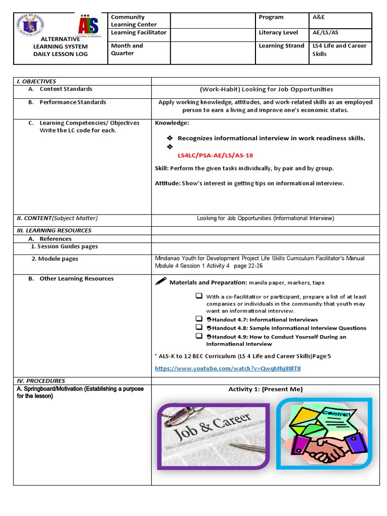 DLL MyDevModule4 Session 1 Activity 4 | PDF | Learning | Teachers