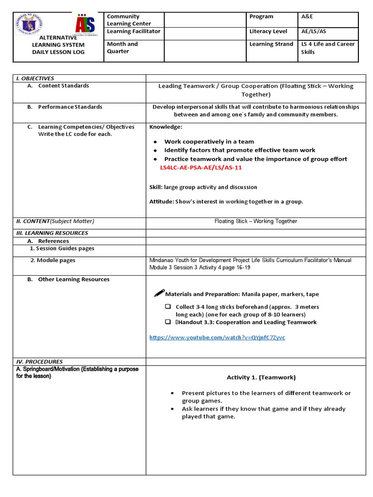 Teamwork Lesson Plan Overview | PDF | Career & Growth