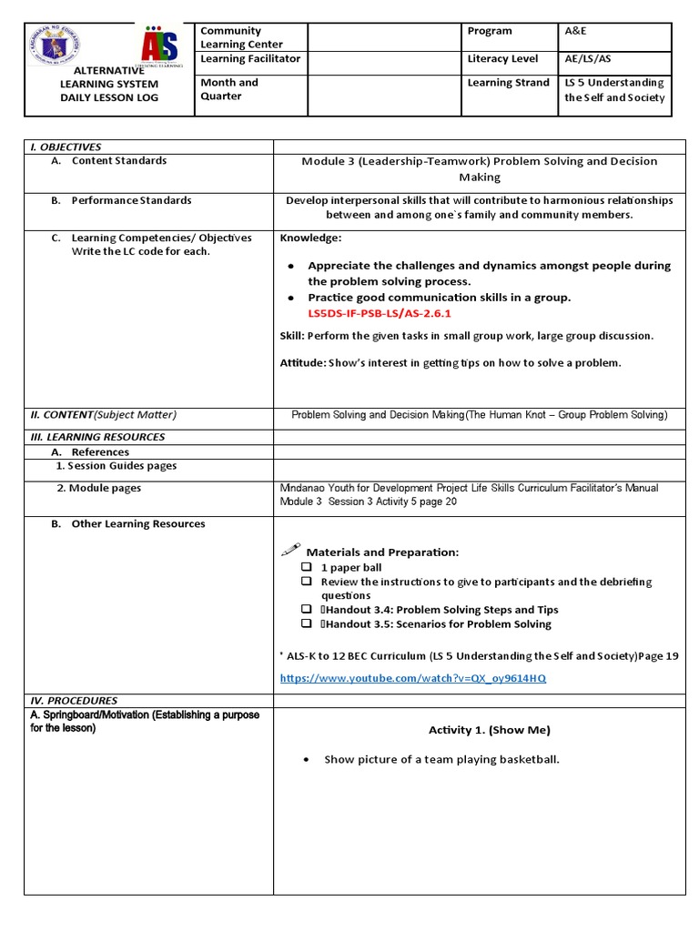 DLL MyDevModule3 Session 3 Activity 5 | PDF | Learning | Teaching Method