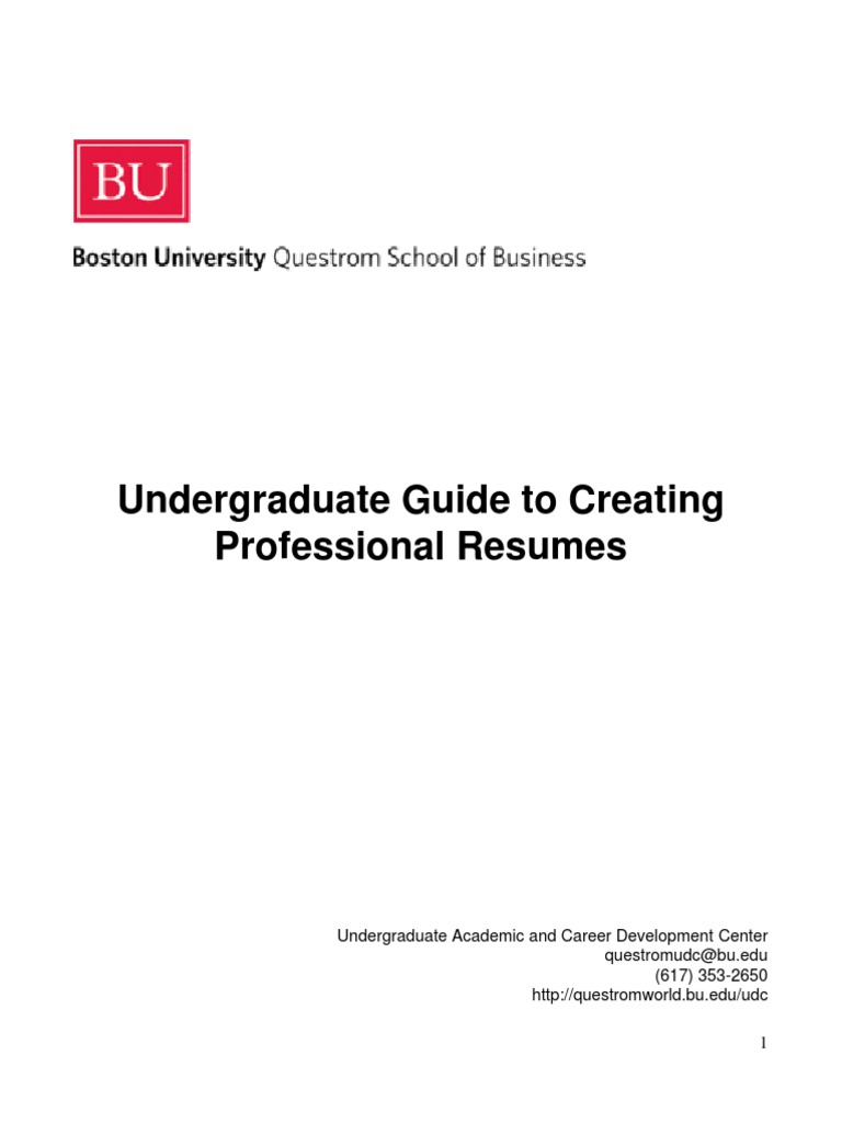 Boston University Undergraduate Resume Guide | PDF