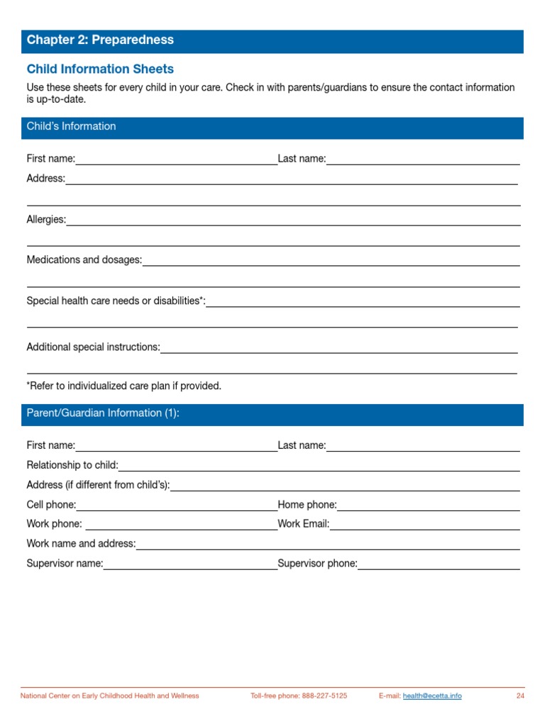 Child Information Sheets | PDF | Parent | Pediatrics