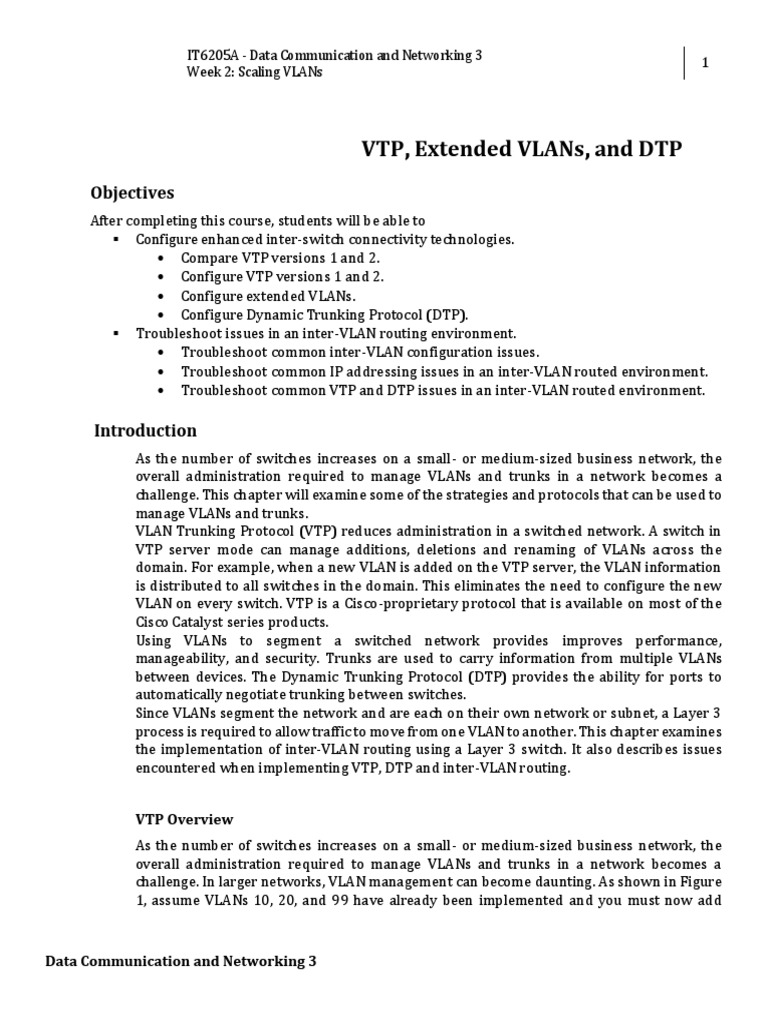 Week 2 - Scaling VLANs PDF | Download Free PDF | Computer Network | Ip Address