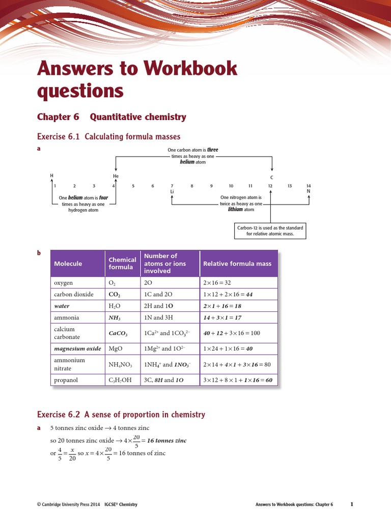 Worksheet of 5 Chemical Calculations - Ans | PDF | Mole (Unit) | Oxide