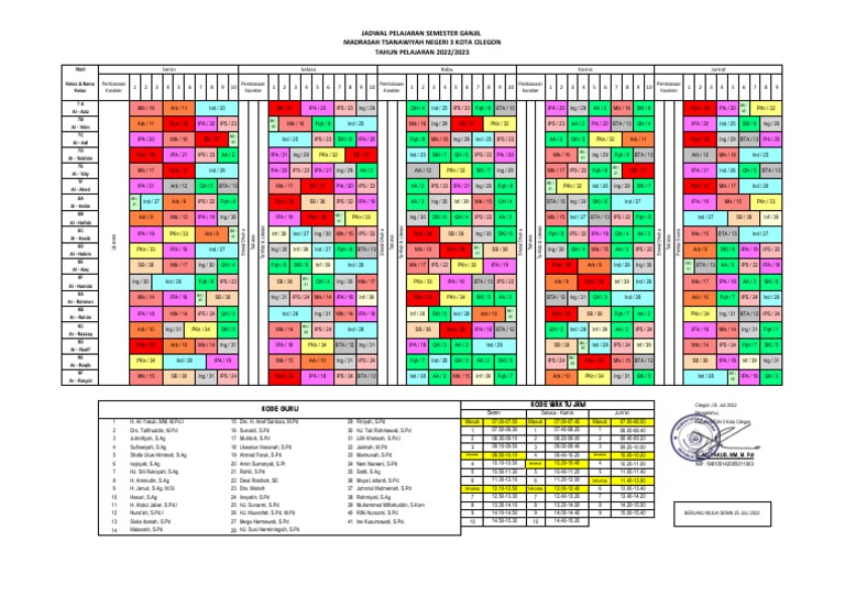 Jadwal KBM Siswa TP 2022-2023-Revisi | PDF