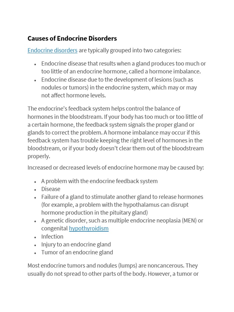 Causes of Endocrine Disorders | PDF | Endocrine System | Adrenal Gland