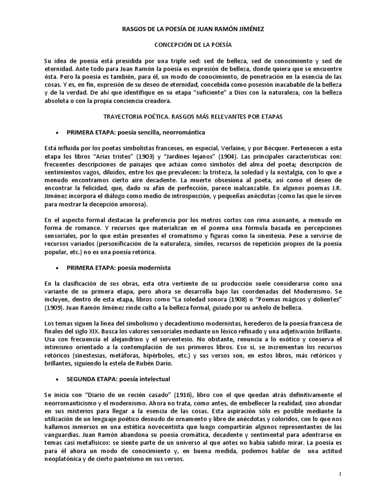 Rasgos de Juan Ramon Jimenez | PDF | Poesía