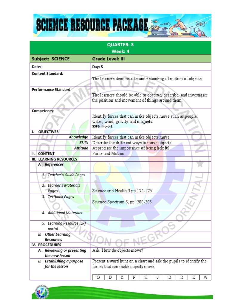 DLP-SCIENCE 3 - Q3-Week 4-Day 5 | PDF