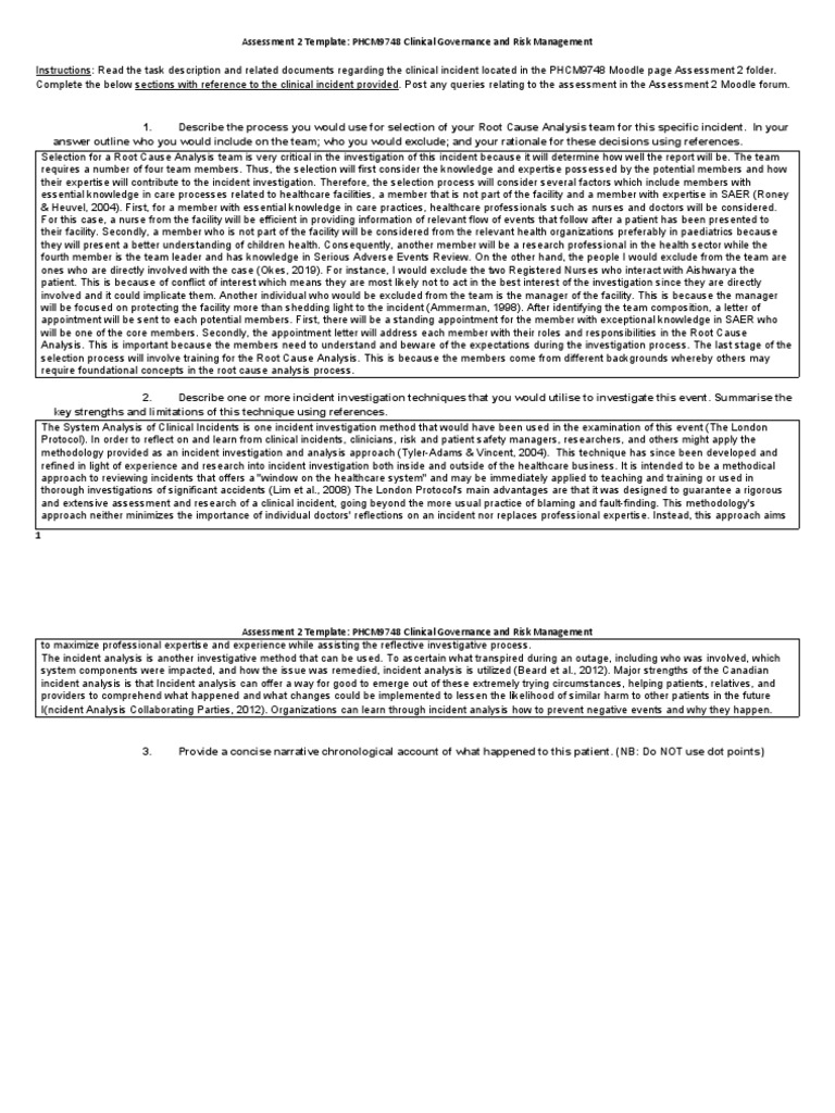 Assessment 2 - RCA Template and Short Answers1 | PDF