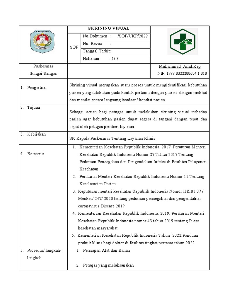 3.2 SOP Skrining Visual Rawat Jalan | PDF