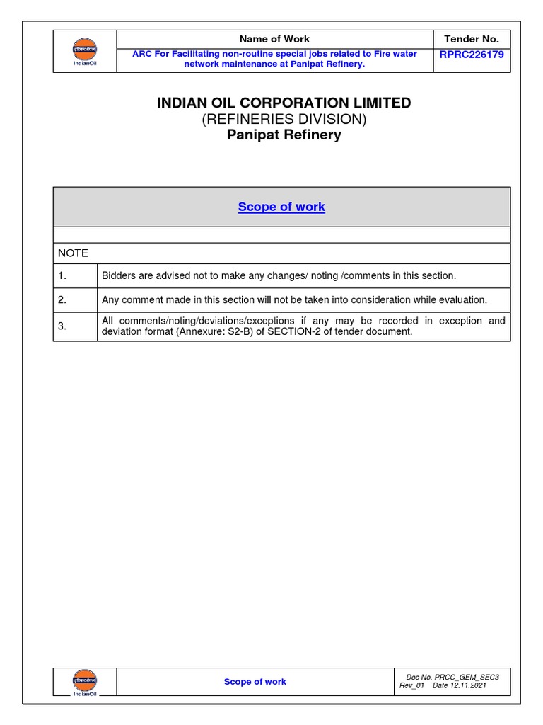 Indian Oil Corporation Limited Panipat Refinery: (Refineries Division ...