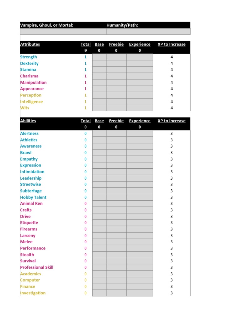 Character Tracker | PDF