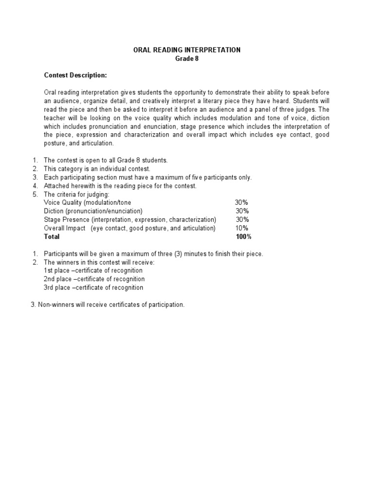 Oral Reading Interpretation | PDF | Human Communication