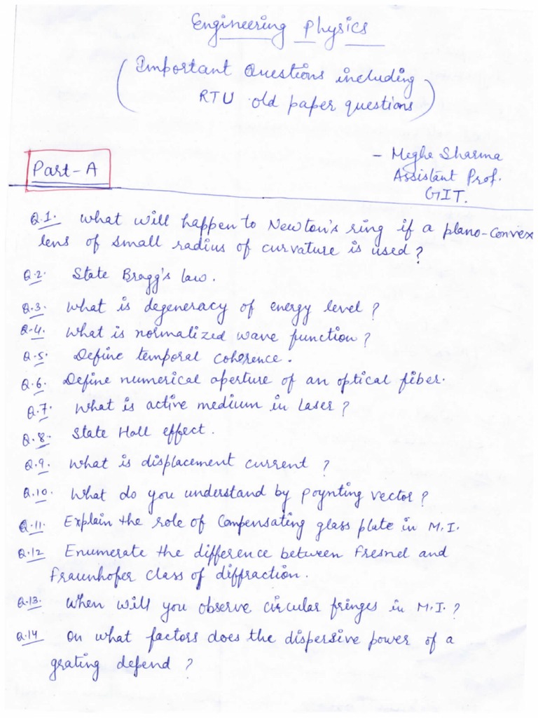 Physics Imp. Questions | PDF