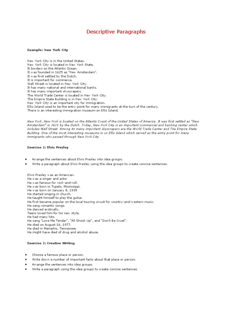 Descriptive Paragraphs1 | PDF | Travel | Classics