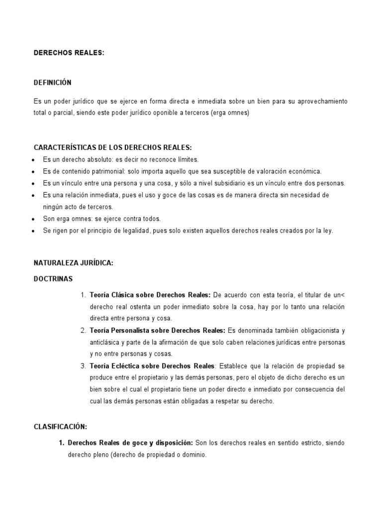Derechos Reales y Propiedad: Definición y Teorías | PDF | Propiedad ...