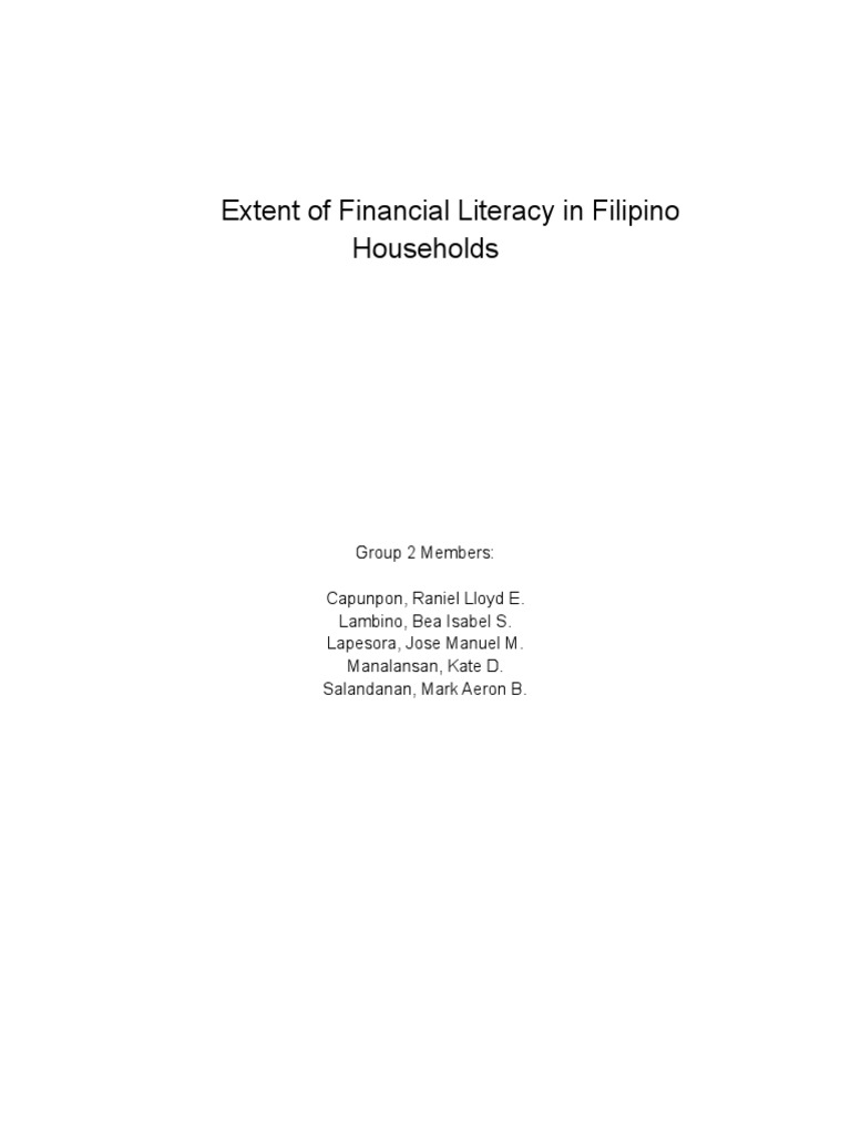 Group Assignment 1 (Financial Literacy) - Group 2 | PDF