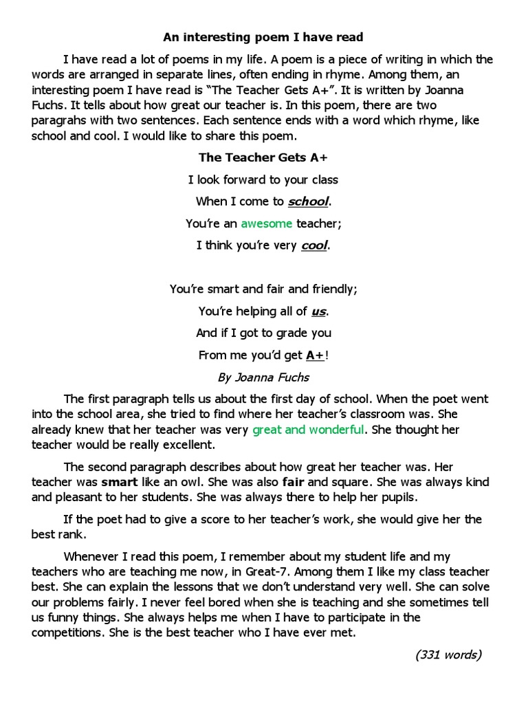 An Interesting Poem I Have Read | PDF