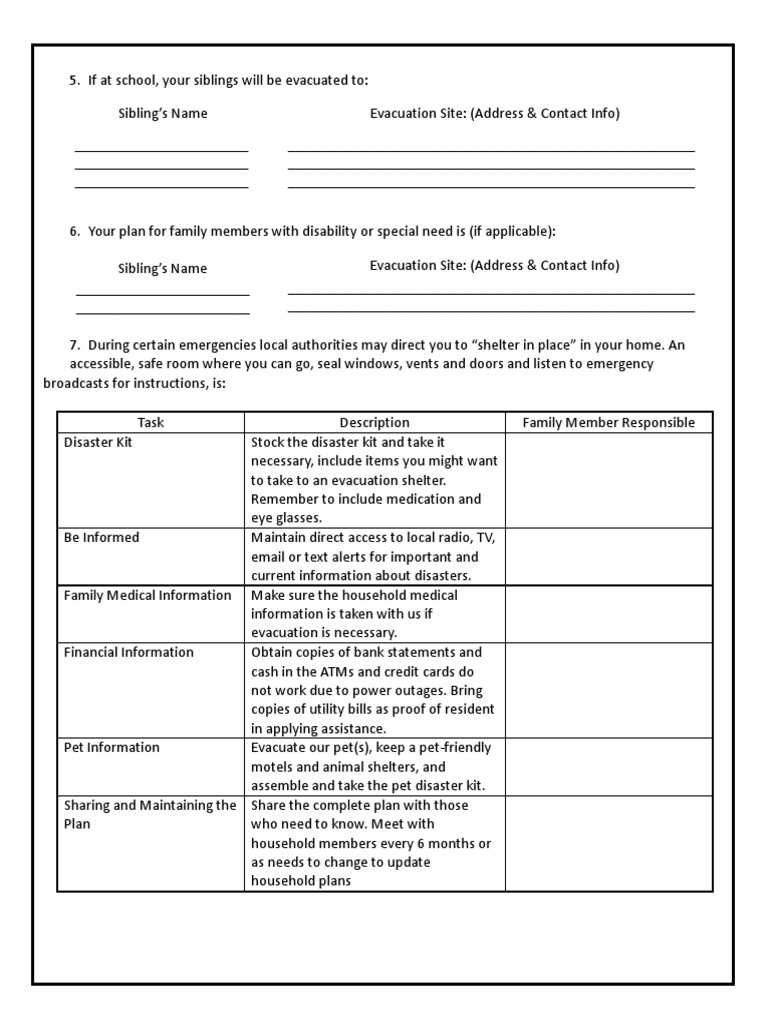 Family Disaster Plan For Landslide | PDF