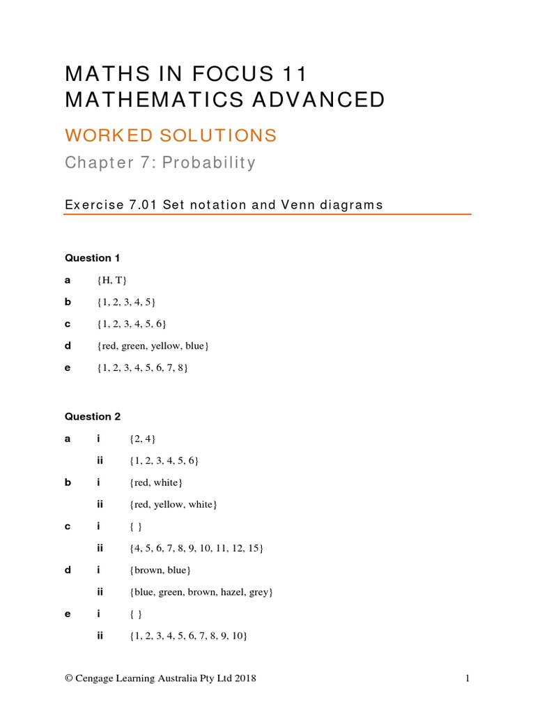 Maths in Focus Worked Solutions Yr 11 Adv Ch7 | PDF | Linguistics ...