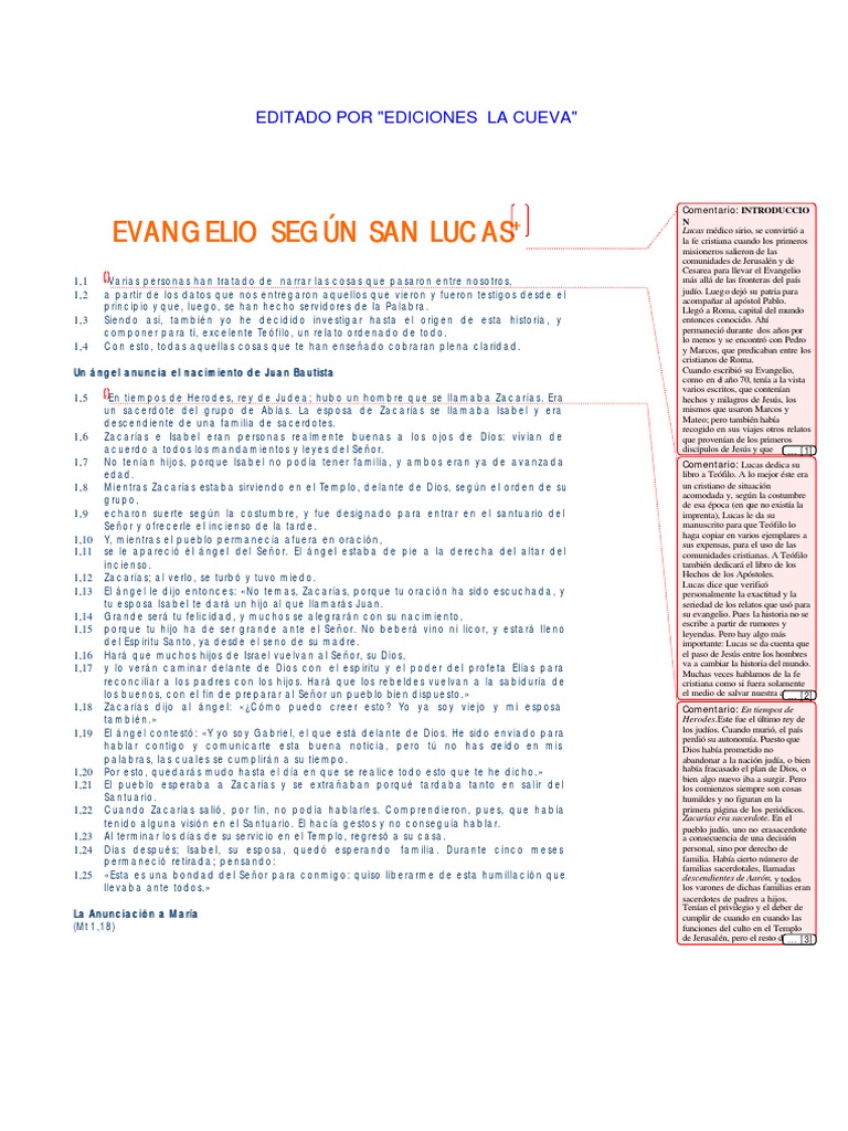 San Lucas - El evangelio según San Lucas | PDF | María, madre de Jesús | Jesús