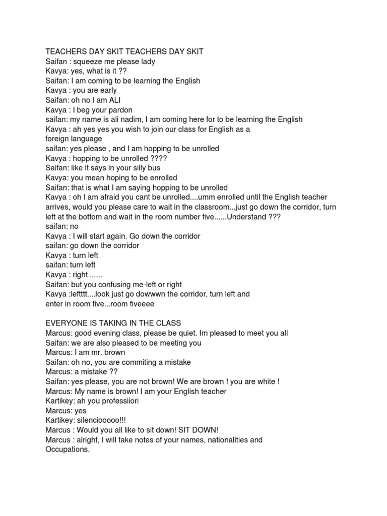 Teachers Day Skit | PDF