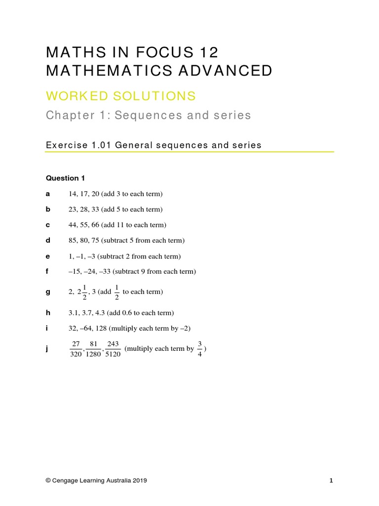 Maths in Focus Adv Yr 12 CH 1 | PDF | Mathematics | Arithmetic
