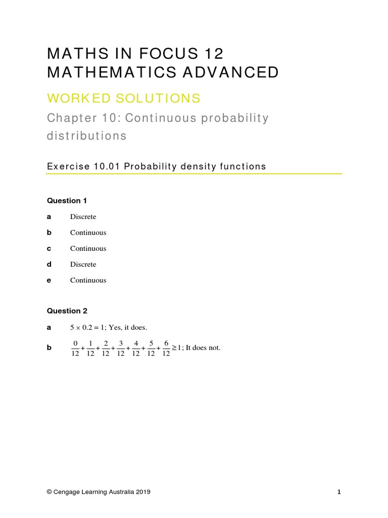 Maths in Focus Adv Yr 12 CH 10 | PDF | Mathematical Concepts | Probability