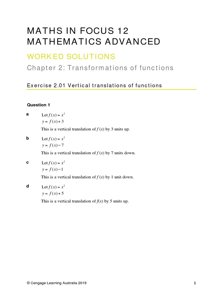 Maths in Focus Adv Yr 12 CH 2 | PDF