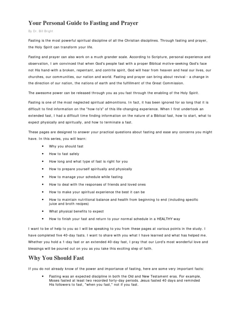 Your Personal Guide To Fasting and Prayer | PDF | Fasting | Juice