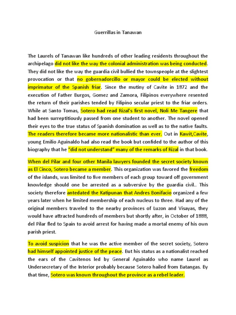 2 Readings Guerrillas in Tanawan | PDF | Philippines