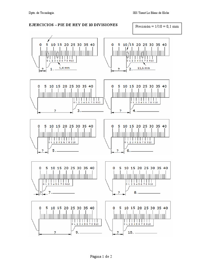 Ejercicios Pie de Rey | PDF