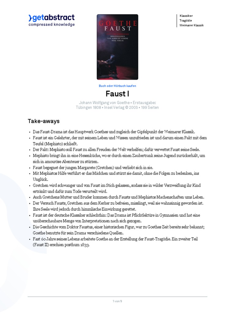Faust 1 Goethe (German) | PDF