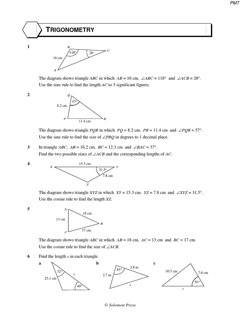 1a. The Sine Rule and The Cosine Rule | PDF