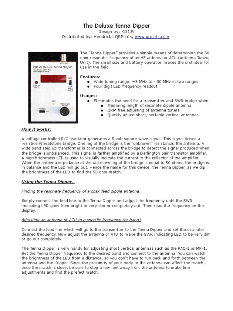 Tenna Dipper: Antenna Tuning Guide | PDF | Antenna (Radio ...