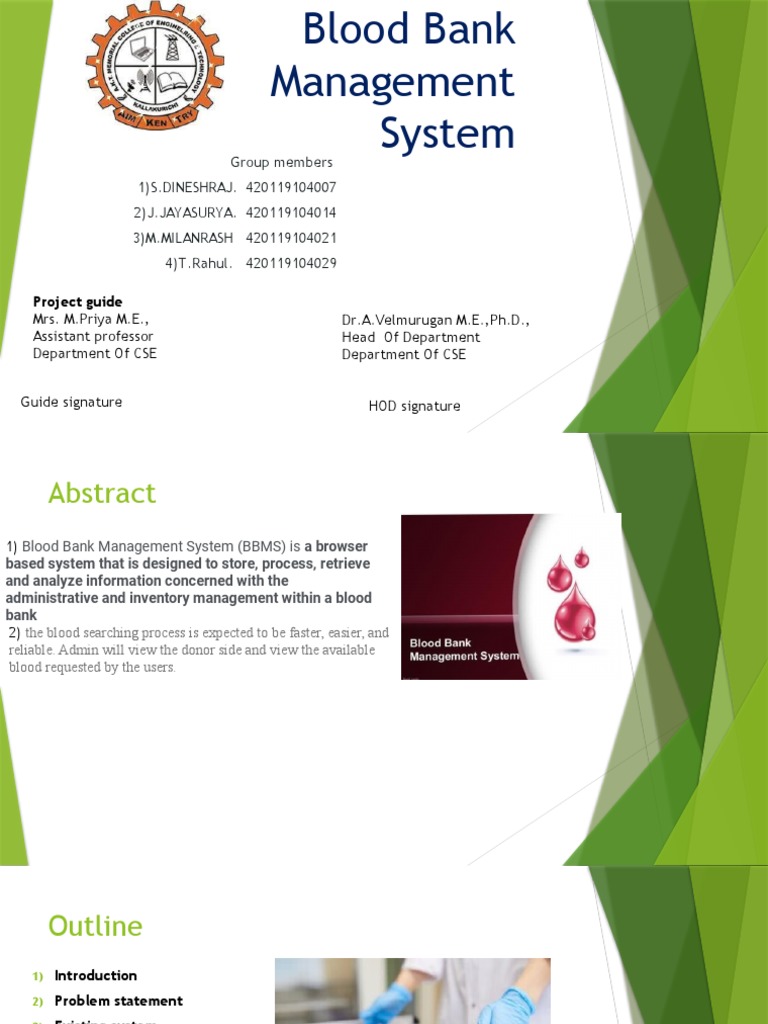 Blood Bank Management System CSE 3rd Year... | PDF | Blood Donation ...