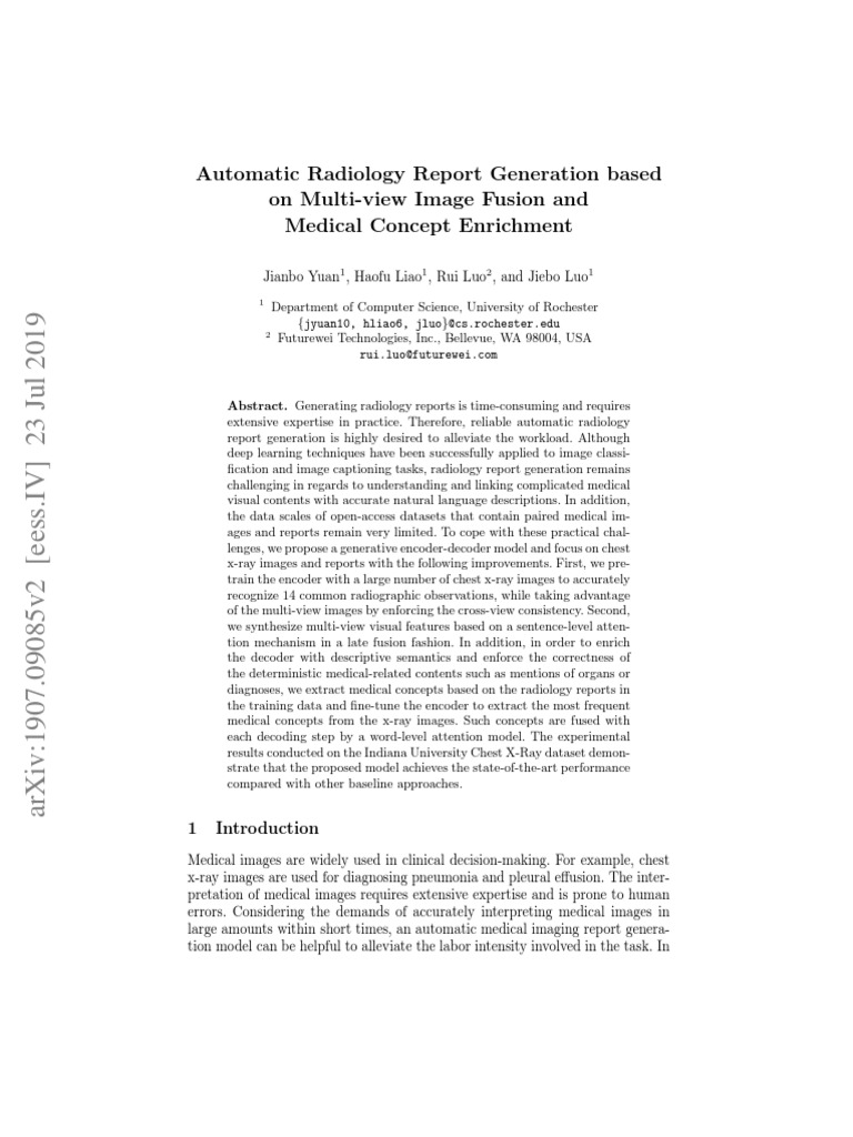 Automatic Radiology Report Generation Based On Multi-View Image Fusion and Medical Concept ...