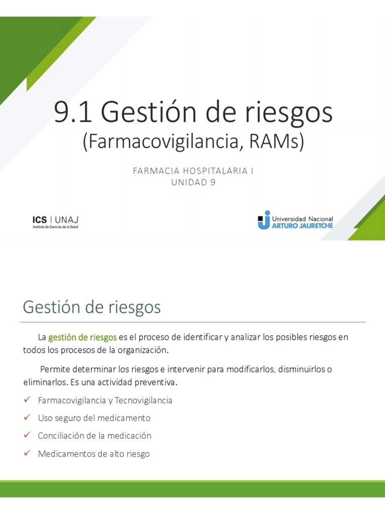 9.1 Gestión de Riesgos - FV y RAM | PDF | Efecto adverso | Medicamentos ...