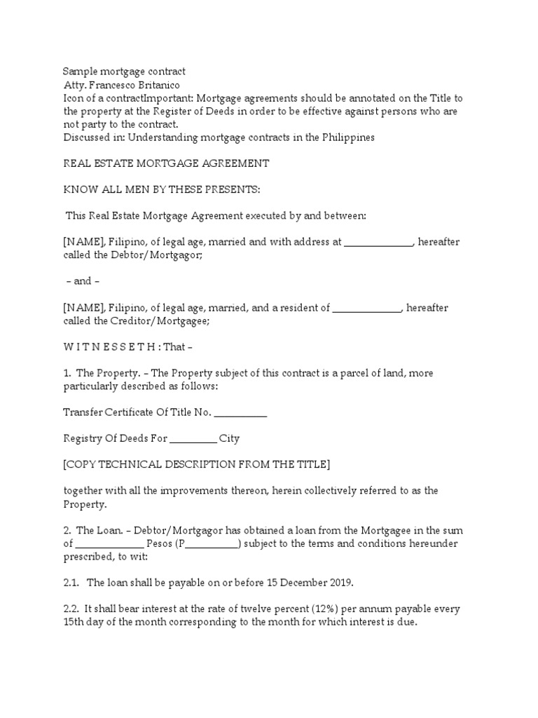 Sample REM | PDF | Mortgage Law | Private Law