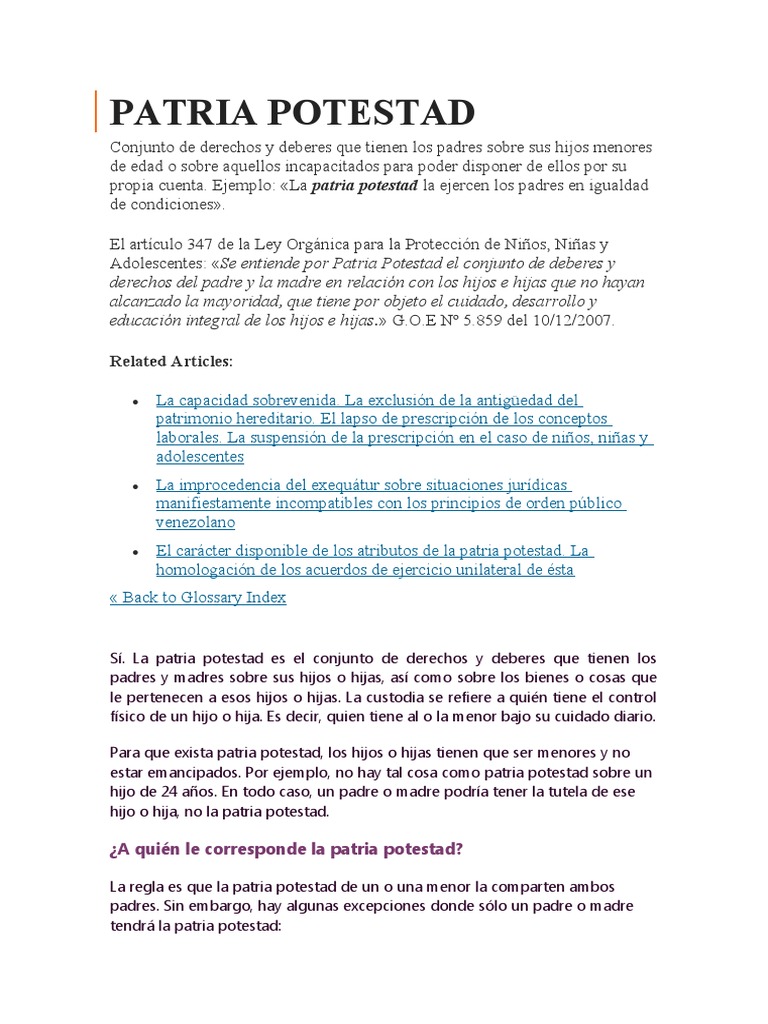 Patria Potestad | PDF | Familia | Adopción