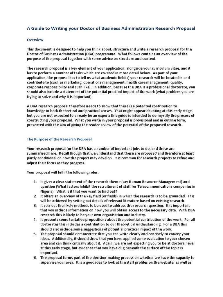 DBA Research Proposal Guide | PDF | Theory | Knowledge